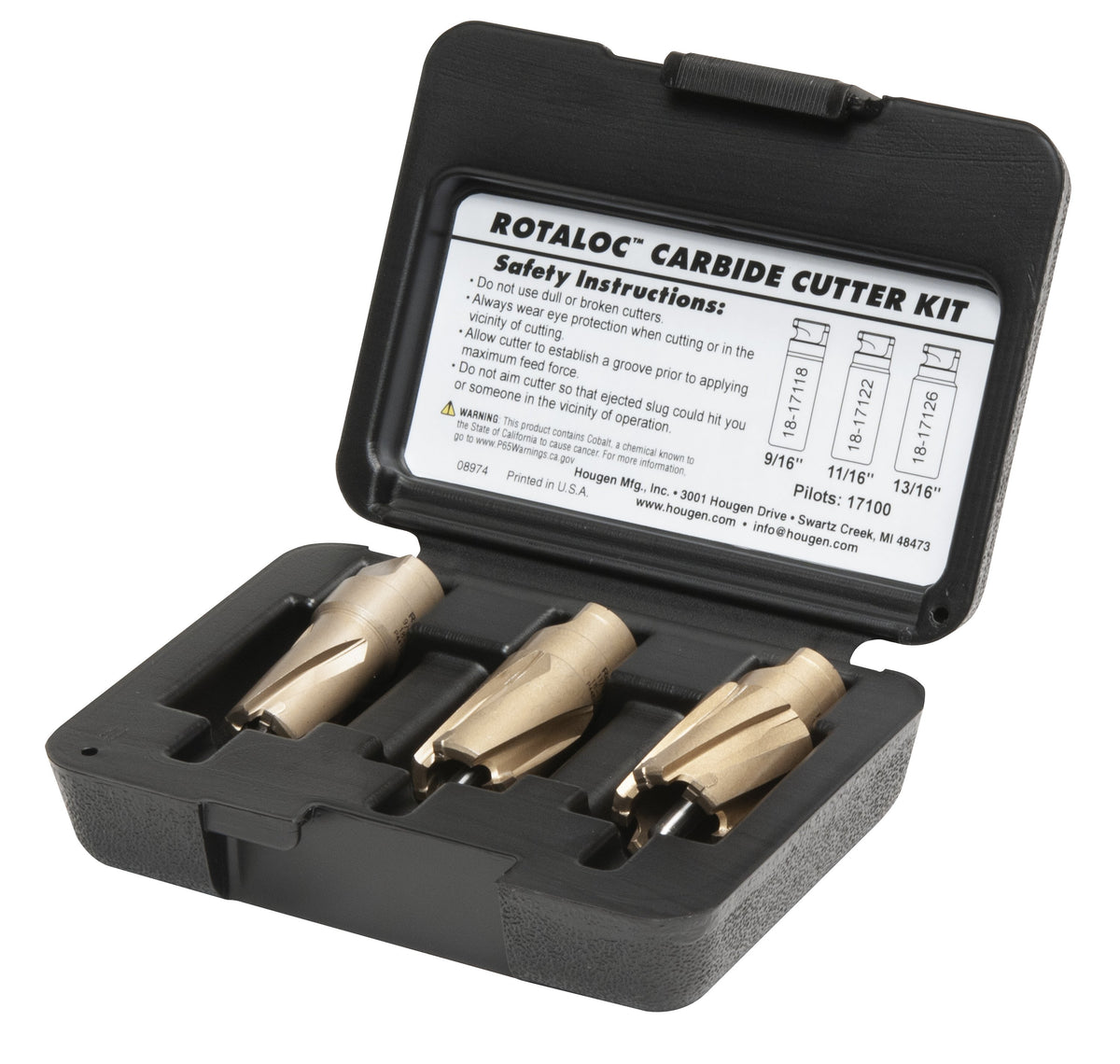 Hougen 18-17702 RotaLoc™ Carbide Tipped Annular Cutter Kit – 9/16″, 11 ...