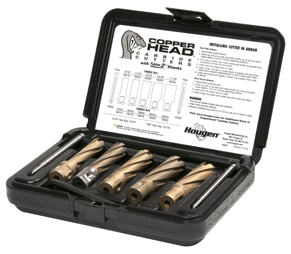 Hougen 18004 Copperhead Carbide Annular Cutter Kit (5) Cutters (14mm,1 ...